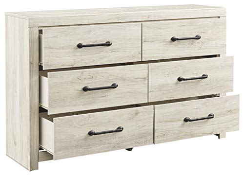 Signature Design by Ashley Cambeck Farmhouse Industrial 6 Drawer Dresser, Whitewash