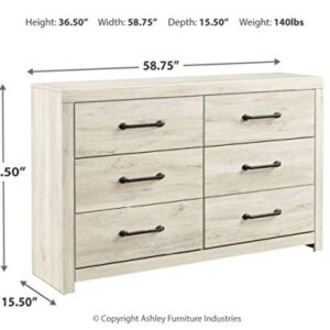 Signature Design by Ashley Cambeck Farmhouse Industrial 6 Drawer Dresser, Whitewash