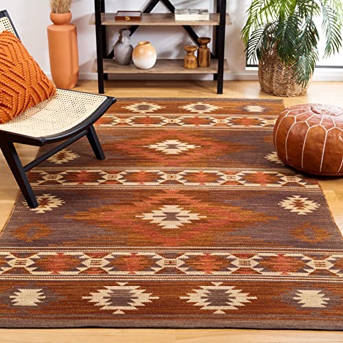 Safavieh Kilim Collection 8' x 10' Brown/Dark Grey KLM331T Handmade Tribal Southwestern Boho Rustic Wool Area Rug