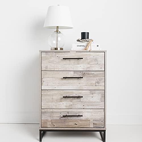 Signature Design by Ashley Neilsville Industrial 4 Drawer Chest of Drawers, Whitewash