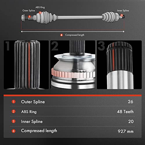 A-Premium CV Axle Shaft Assembly Compatible with Toyota Celica 1994 1995 1996 1997 1998 1999 L4 2.2L, Automatic transmission, Front Right Passenger Side, Replace# 1700-197660