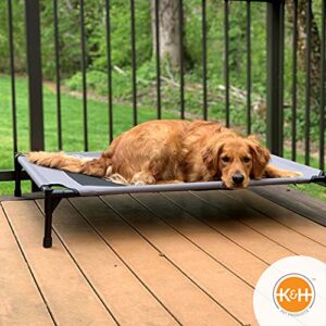 K&H Pet Products Cooling Elevated Dog Bed Outdoor Raised Dog Bed with Washable Breathable Mesh, Dog Cot Bed No-Slip Rubber Feet, Portable Dog Cot Indoor Outdoor Dog Bed, Large Gray/Black Mesh