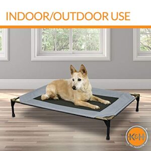 K&H Pet Products Cooling Elevated Dog Bed Outdoor Raised Dog Bed with Washable Breathable Mesh, Dog Cot Bed No-Slip Rubber Feet, Portable Dog Cot Indoor Outdoor Dog Bed, Large Gray/Black Mesh