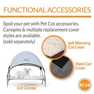 K&H Pet Products Cooling Elevated Dog Bed Outdoor Raised Dog Bed with Washable Breathable Mesh, Dog Cot Bed No-Slip Rubber Feet, Portable Dog Cot Indoor Outdoor Dog Bed, Large Gray/Black Mesh