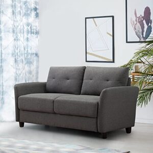 zinus ricardo loveseat sofa / tufted cushions / easy, tool-free assembly, dark grey