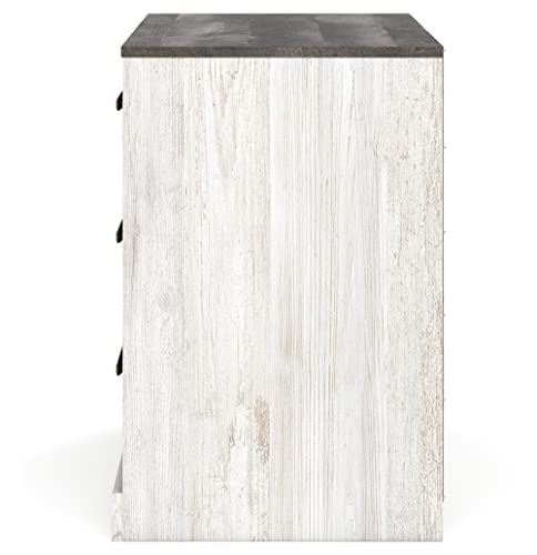 Signature Design by Ashley Shawburn Rustic 3 Drawer Chest of Drawers, White & Gray