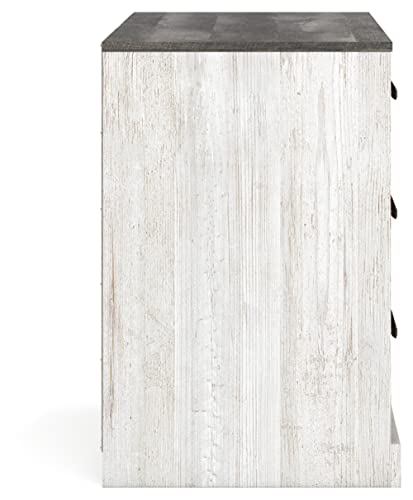 Signature Design by Ashley Shawburn Rustic 3 Drawer Chest of Drawers, White & Gray