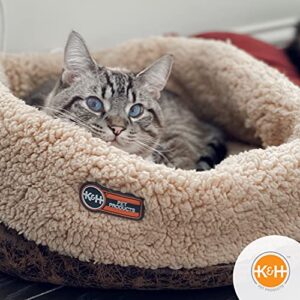 K&H PET PRODUCTS Thermo-Snuggle Cup Bomber - Indoor Heated Cat Bed Chocolate 14 X 18 Inches