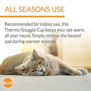 K&H PET PRODUCTS Thermo-Snuggle Cup Bomber - Indoor Heated Cat Bed Chocolate 14 X 18 Inches