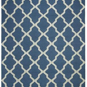 SAFAVIEH Cambridge Collection 12' x 18' Navy Blue/Ivory CAM121G Handmade Trellis Premium Wool Area Rug