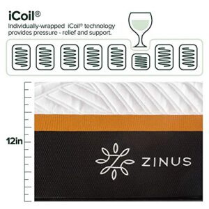 ZINUS 12 Inch Cooling Copper ADAPTIVE Pocket Spring Hybrid Mattress / Moisture Wicking Cover / Cooling Foam / Pocket Innersprings for Motion Isolation / Mattress-in-a-Box, Queen, Off-white