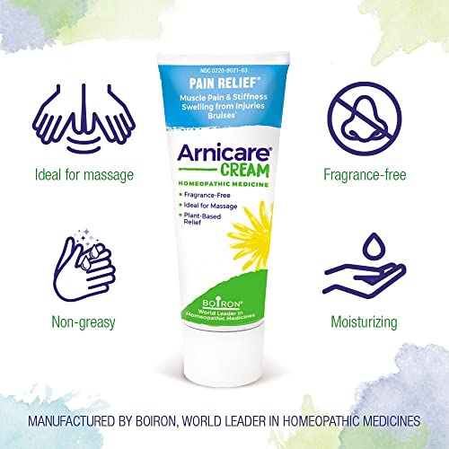 Boiron Arnicare Cream for Relief for Joint Pain, Muscle Pain, Muscle Soreness, and Swelling from Bruises or Injury - Fast Absorbing and Fragrance-Free - 1.3 oz