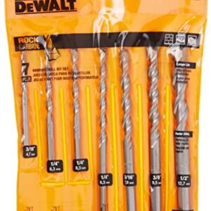 DEWALT Masonry Drill Bit Set, Percussion, Concrete & Block, 7-Piece (DW5207)