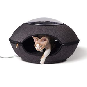 k&h pet products thermo lookout pod heated cat bed classy gray 22 inches