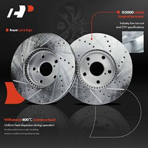 A-Premium Front Drilled and Slotted Disc Brake Rotors and Pads Kit Compatible with Lexus GS300 1993-2005, GS400 1998-2000, GS430 2001-2005, IS300 2001-2005, SC430 2002-2010 6-PC Set