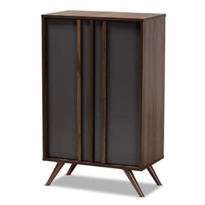 Baxton Studio Shoe Cabinets, Grey/Walnut