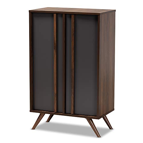 Baxton Studio Shoe Cabinets, Grey/Walnut