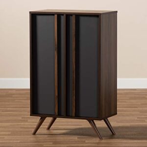 Baxton Studio Shoe Cabinets, Grey/Walnut