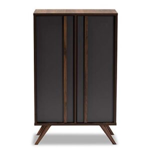 Baxton Studio Shoe Cabinets, Grey/Walnut