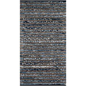 SAFAVIEH Cape Cod Collection 2'3" x 6' Blue CAP365A Handmade Flatweave Braided Cotton & Jute Runner Rug