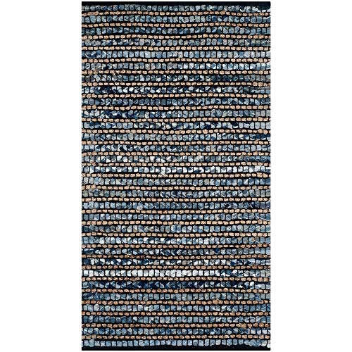 SAFAVIEH Cape Cod Collection 2'3" x 6' Blue CAP365A Handmade Flatweave Braided Cotton & Jute Runner Rug