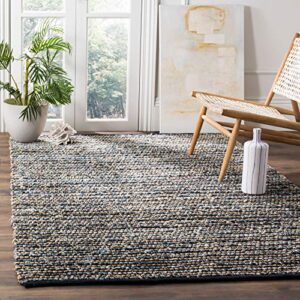 SAFAVIEH Cape Cod Collection 2'3" x 6' Blue CAP365A Handmade Flatweave Braided Cotton & Jute Runner Rug