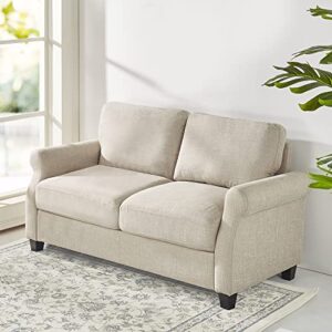 zinus josh loveseat sofa / easy, tool-free assembly, beige