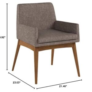 Baxton Studio Nexus Mid-Century Modern Walnut Wood Finishing and Gravel Fabric Upholstered Arm Chair