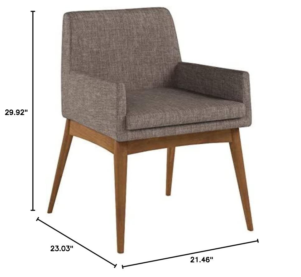 Baxton Studio Nexus Mid-Century Modern Walnut Wood Finishing and Gravel Fabric Upholstered Arm Chair