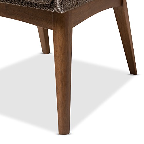 Baxton Studio Nexus Mid-Century Modern Walnut Wood Finishing and Gravel Fabric Upholstered Arm Chair