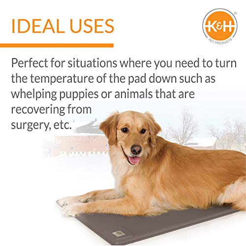 K&H Pet Products Deluxe Lectro-Kennel Heated Pad Medium Gray 16.5" x 22.5" 60W