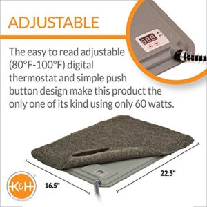 K&H Pet Products Deluxe Lectro-Kennel Heated Pad Medium Gray 16.5" x 22.5" 60W