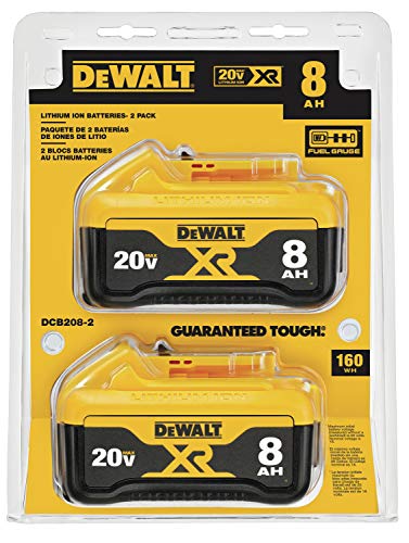 DEWALT 20V MAX* XR Batteries, 8.0-Ah, 2-Pack (DCB208-2)