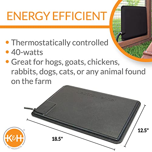 K&H PET PRODUCTS Thermo-Farm Animal Heated Mat Black Small 12.5 X 18.5 Inches