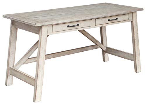 Signature Design by Ashley Carynhurst Farmhouse 60" Home Office Desk with Drawers, Distressed White