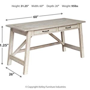 Signature Design by Ashley Carynhurst Farmhouse 60" Home Office Desk with Drawers, Distressed White