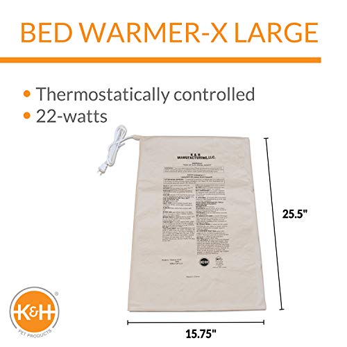 K&H Pet Products Heated Pet Bed Warmer Waterproof Pet Heating Pad Tan X-Large 15.75 X 25.5 Inches