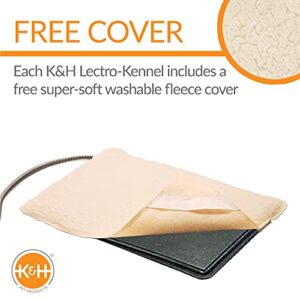 K&H Pet Products Original Lectro-Kennel Outdoor Heated Dog Pad with Free Cover Black Small 12" X 18", Waterproof Dog Cat Heating Pad Warming Mat Anti Chewy Cord for Outside Animals