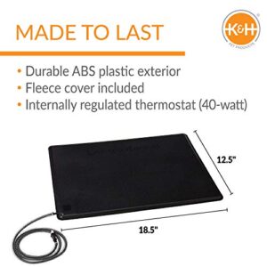 K&H Pet Products Original Lectro-Kennel Outdoor Heated Dog Pad with Free Cover Black Small 12" X 18", Waterproof Dog Cat Heating Pad Warming Mat Anti Chewy Cord for Outside Animals