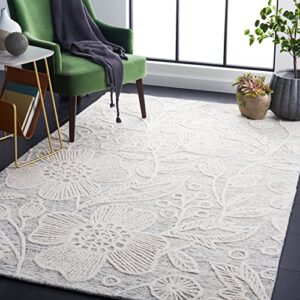 safavieh jardin collection 5′ x 8′ grey/ivory jar727f handmade floral wool area rug