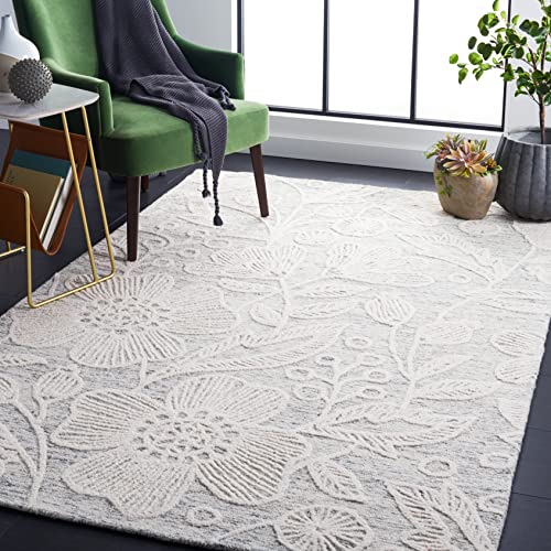 Safavieh Jardin Collection 5' x 8' Grey/Ivory JAR727F Handmade Floral Wool Area Rug