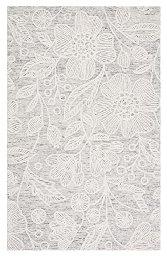 Safavieh Jardin Collection 5' x 8' Grey/Ivory JAR727F Handmade Floral Wool Area Rug