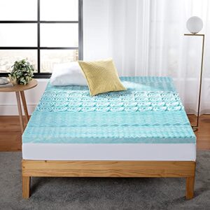 zinus 2 inch green tea cooling gel memory foam zoned support mattress topper, full