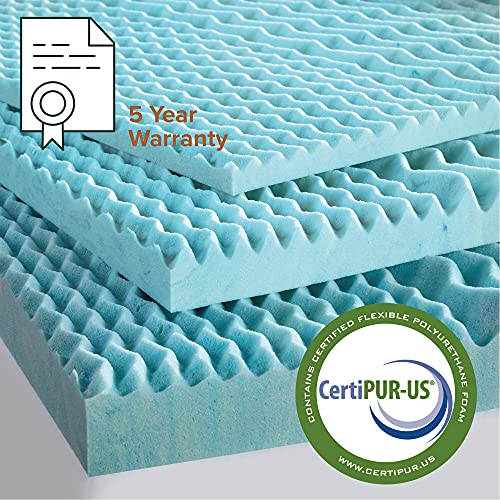 Zinus 2 Inch Green Tea Cooling Gel Memory Foam Zoned Support Mattress Topper, Full