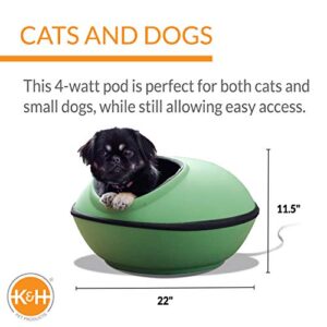 K&H PET PRODUCTS Thermo-Mod Dream Pod Heated Pet Bed 22 Inches Green/Black