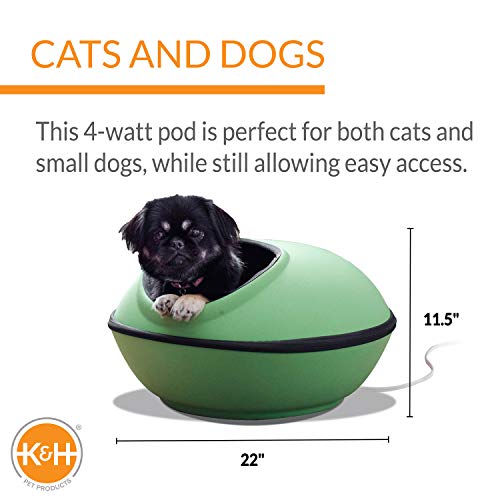 K&H PET PRODUCTS Thermo-Mod Dream Pod Heated Pet Bed 22 Inches Green/Black