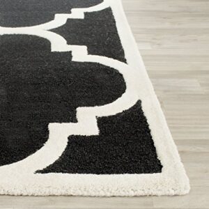 SAFAVIEH Cambridge Collection 5' x 8' Black/Ivory CAM140E Handmade Moroccan Trellis Premium Wool Area Rug