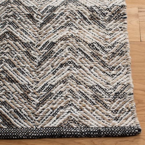 Safavieh Kilim Collection 3' x 5' Beige/Black KLM729B Flat Weave Contemporary Chevron Wool Area Rug