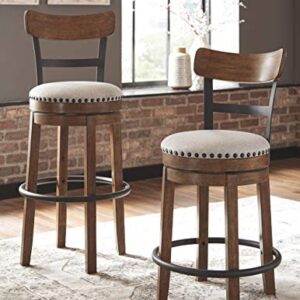 Signature Design by Ashley Valebeck 30" Farmhouse Pub Height Barstool, Brown