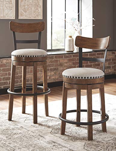 Signature Design by Ashley Valebeck 30" Farmhouse Pub Height Barstool, Brown